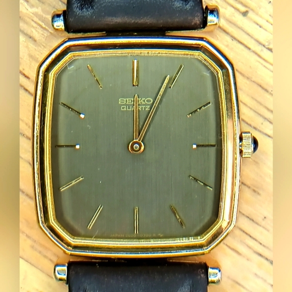 Seiko | Accessories | Seiko Octagon Brown Gold 28 X 38mm Gold Tone Case ...